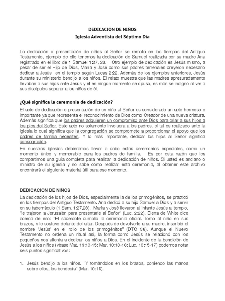 Ceremonia Dedicacion de Niños | PDF | Jesús | Oración