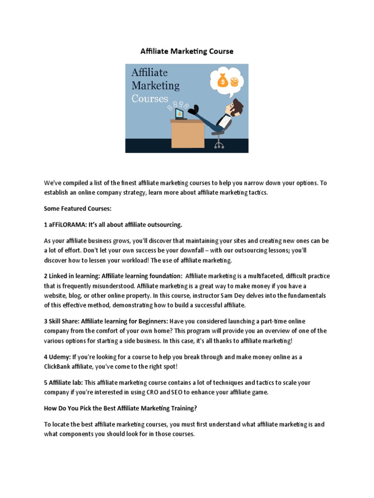 Best Affiliate Marketing Courses Guide | PDF | Affiliate Marketing ...