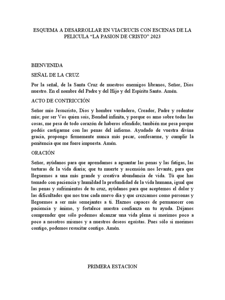 Esquema A Desarrollar en Viacrucis Con Escenas de La Pelicula | PDF | Cristo (título) | Amor