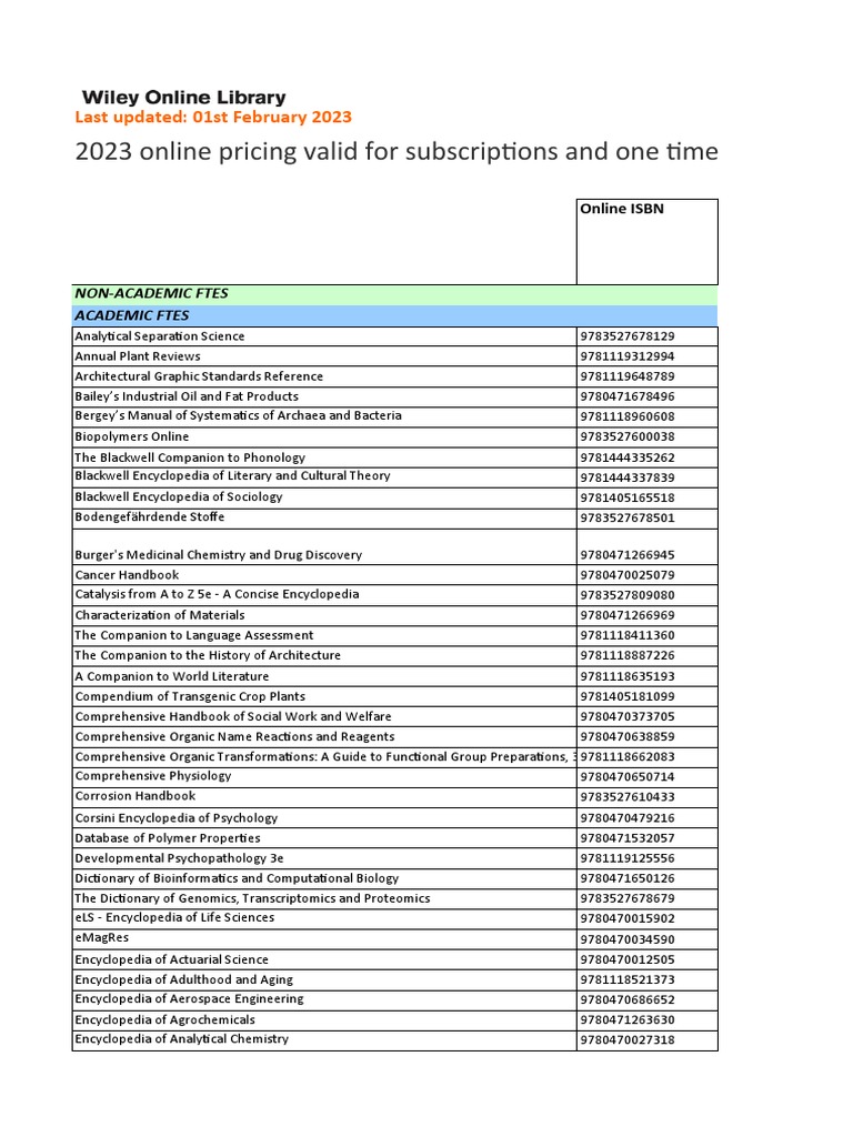 2023 Online Pricing Valid For Subscriptions and One Time Purchases From 1st January 2023 | PDF ...