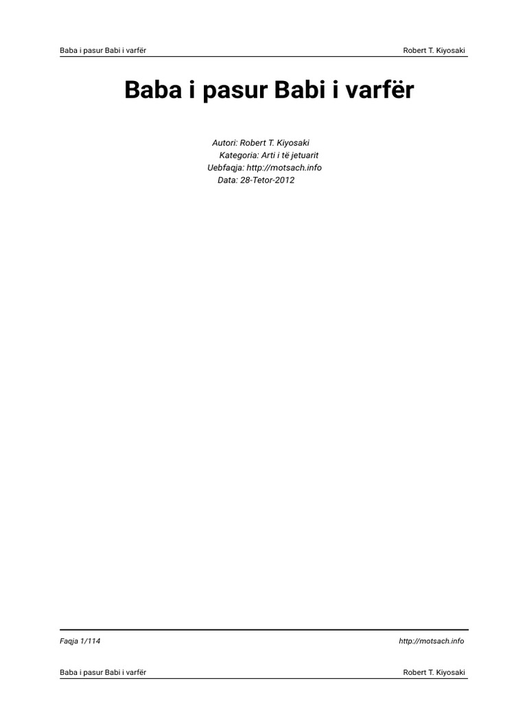 Baba I Pasur Babi I Varfër | PDF