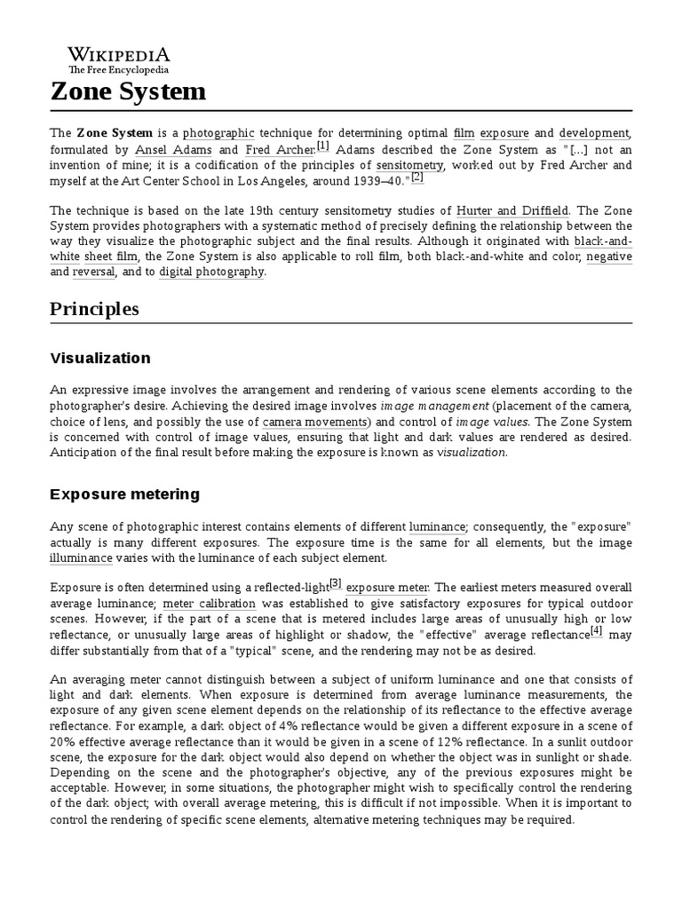 Zone System | PDF | Exposure (Photography) | Imaging