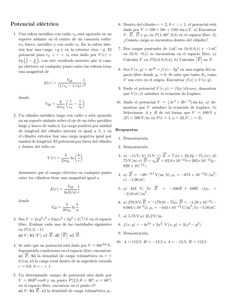 Potencial El Ctrico | PDF | Electromagnetismo | Electricidad