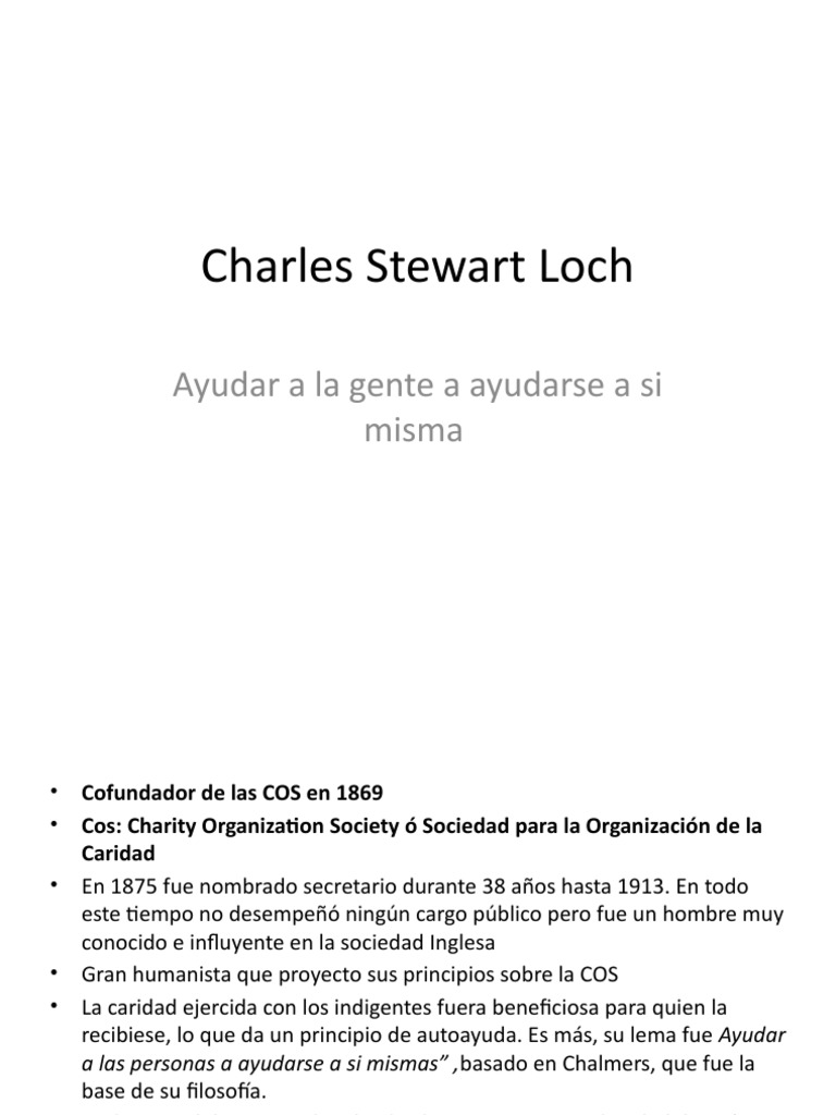 Charles Stewart Loch: Ayudar A La Gente A Ayudarse A Si Misma | PDF