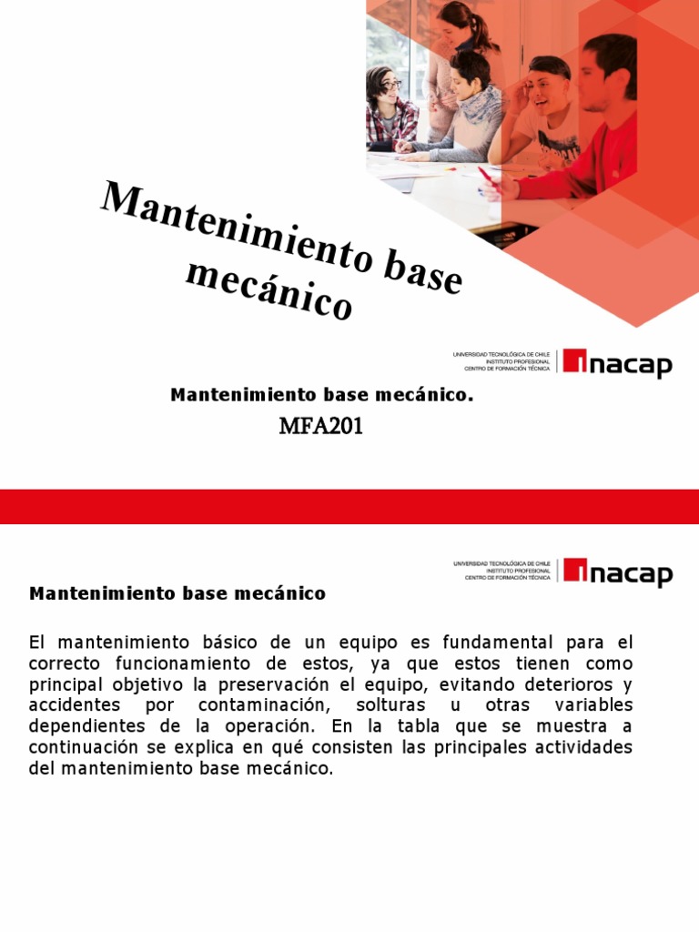 Mantenimiento Básico Mecánico MFA201 | PDF