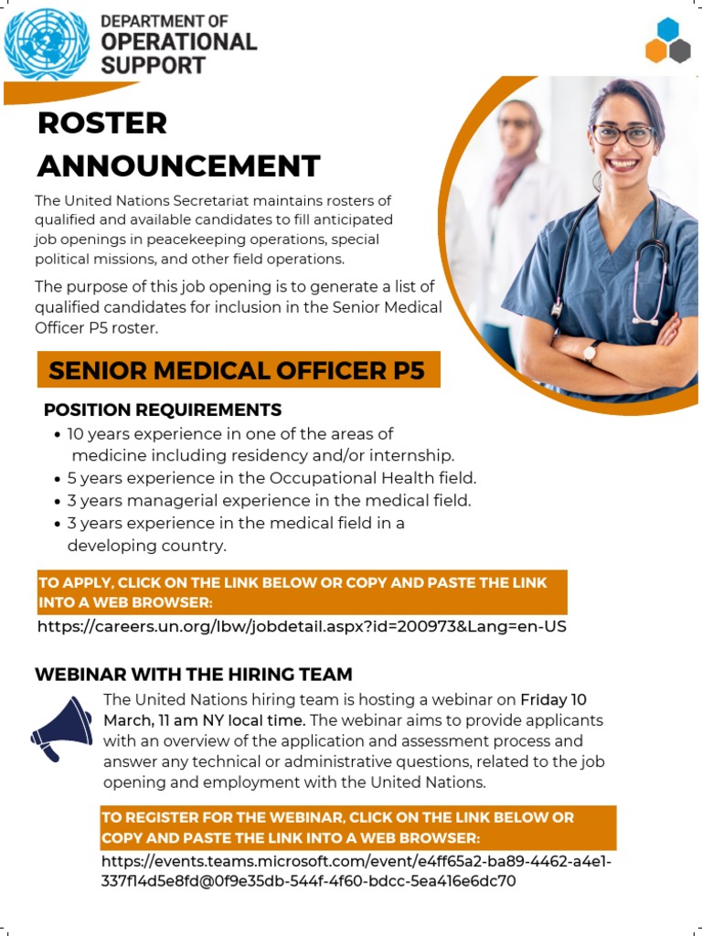 Senior Medical Officer P5 Roster Webinar | PDF