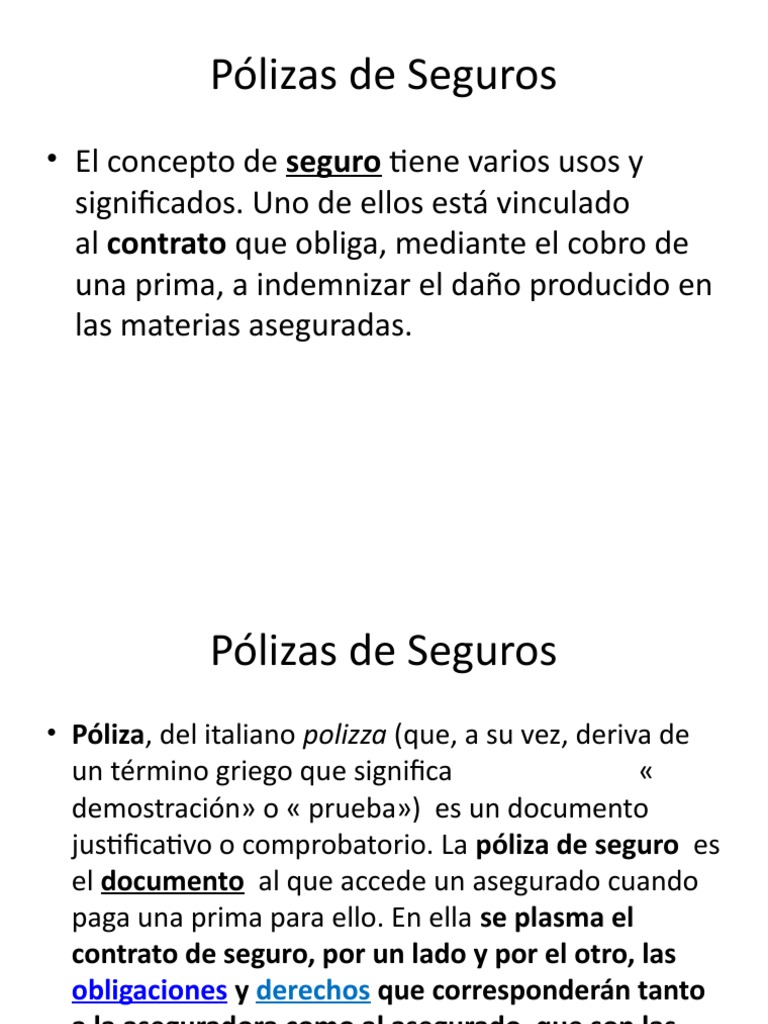 Pólizas de Seguros | PDF | Seguro