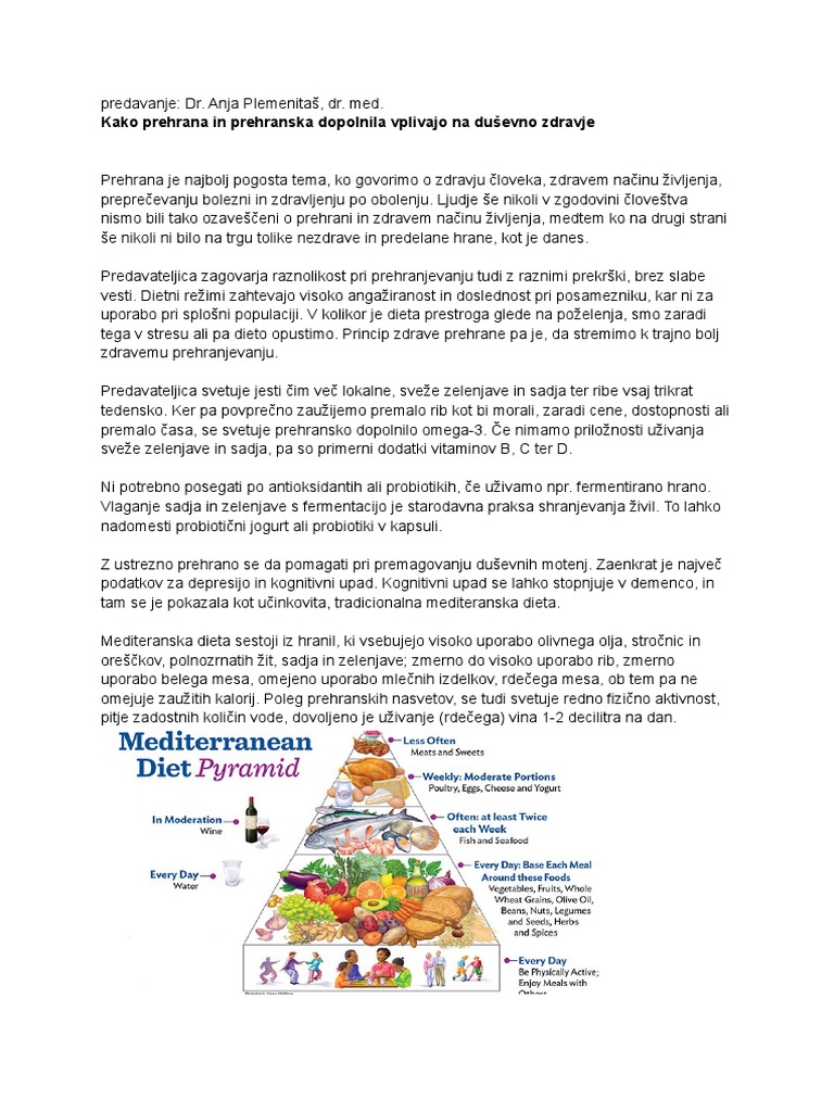 prehrana in duševno zdravje | PDF