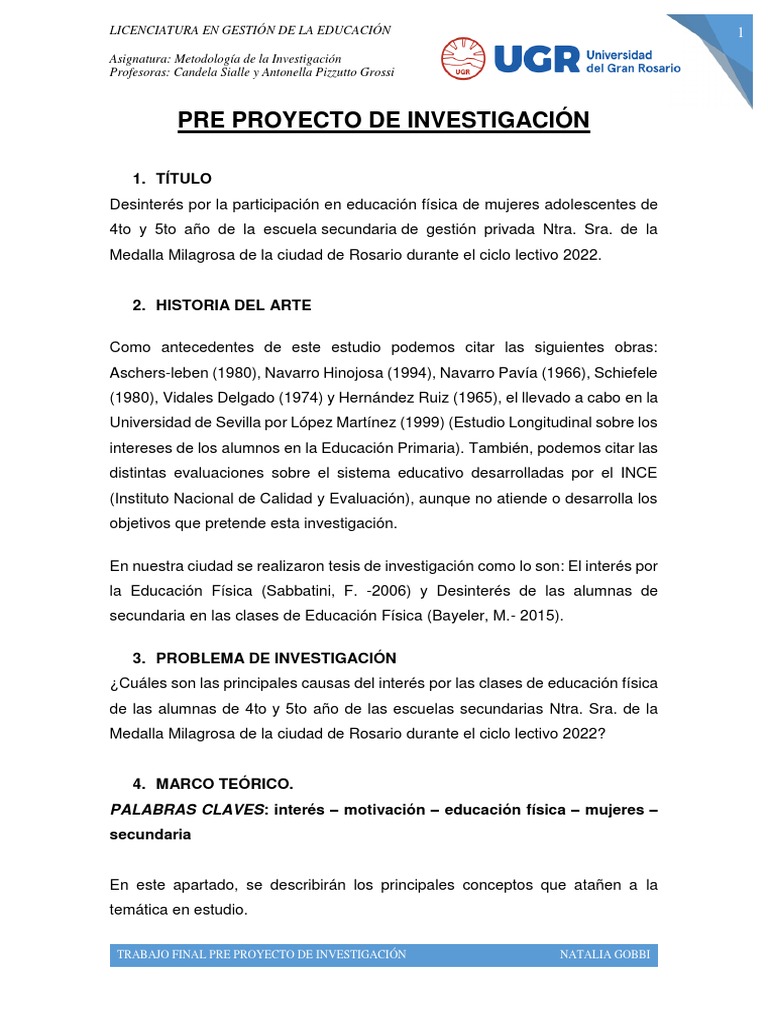 Pre Proyecto de Investigación: 1. Título | PDF | Motivación | Motivacional