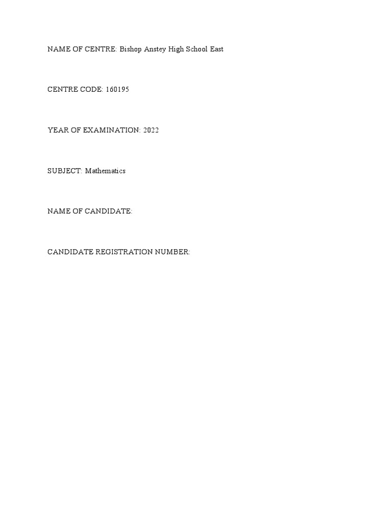 Math Sba Sample 2022 | PDF | Teachers | Gender