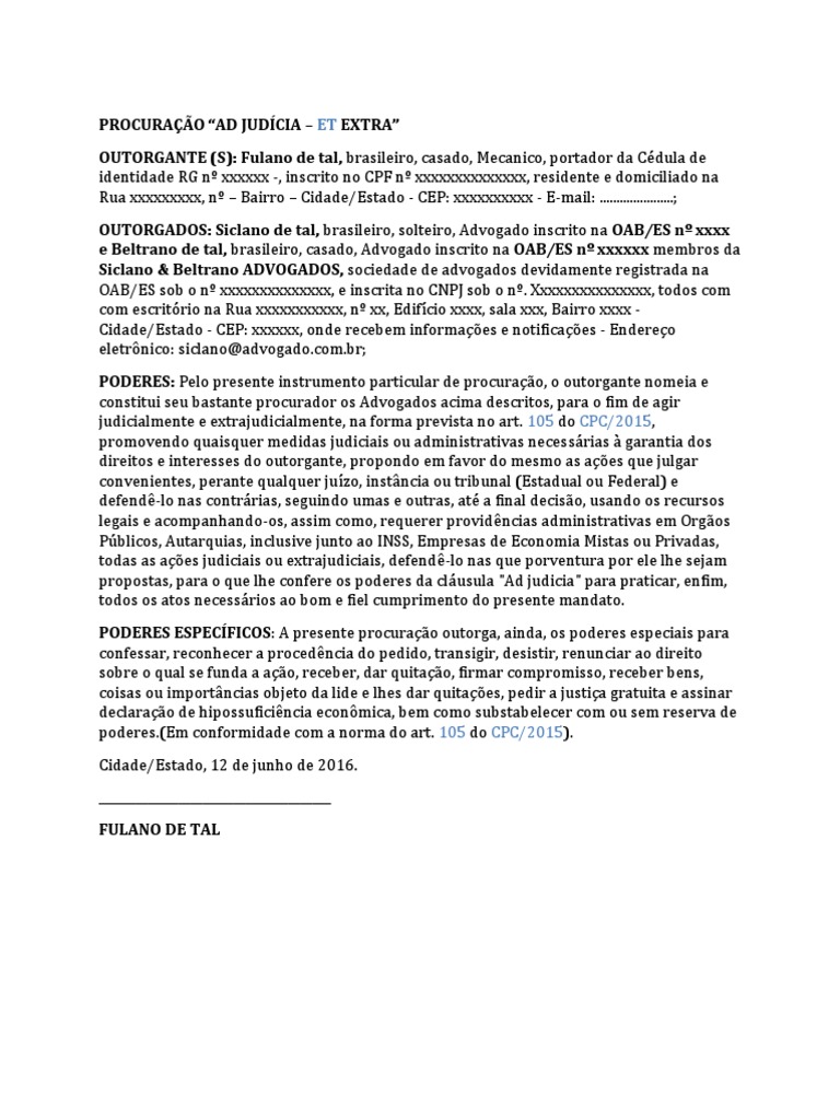Modelo de Procuracao Ad Judicia Et Extra | PDF