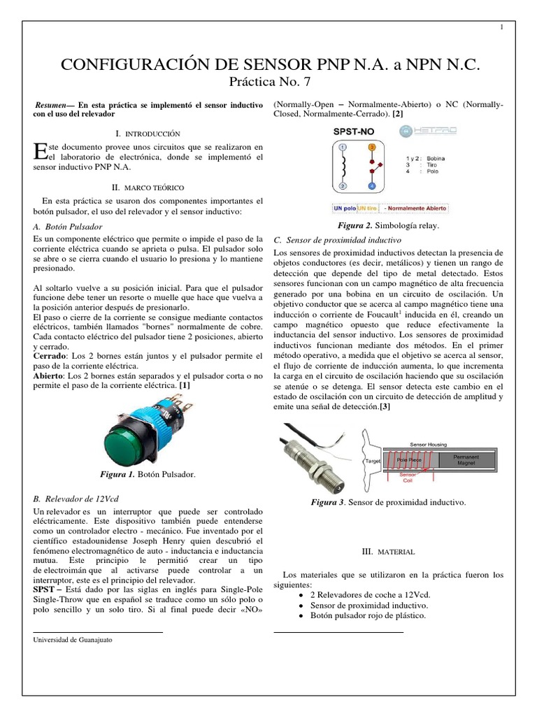 Configuración de Sensor PNP N.A. A NPN N.C.: Práctica No. 7 | PDF ...