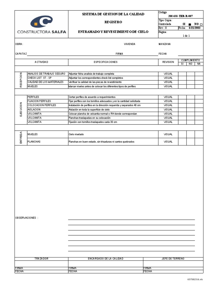 200 658-Ter-R-007 Entramado y Revestimiento Cielo | PDF