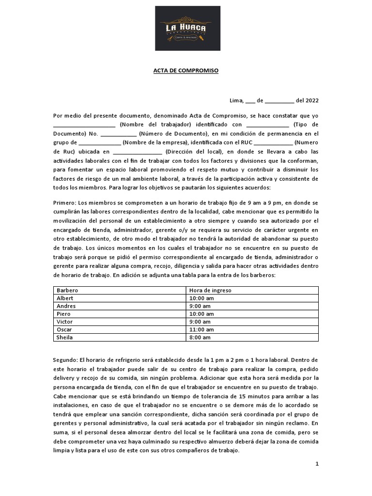 Acta de Compromiso | PDF