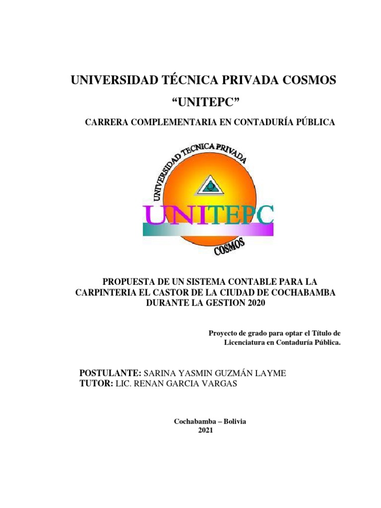 Universidad Técnica Privada Cosmos "Unitepc": Carrera Complementaria en Contaduría Pública ...
