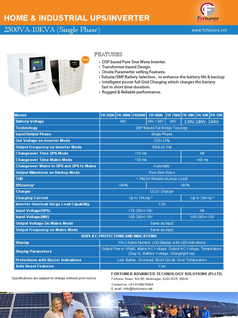 Fortuner Industrial Single Phase UPS Invert 2500va-15kva1 | PDF | Power ...