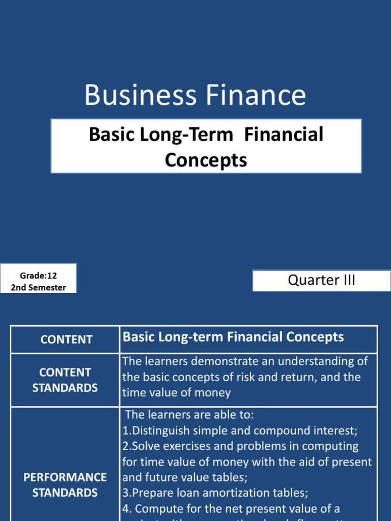 Business Finance: Basic Long-Term Financial Concepts | Download Free PDF | Present Value | Bonds ...
