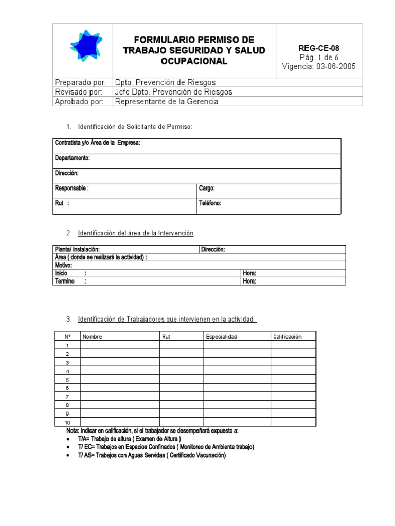 Permiso de Trabajo | PDF | Seguridad y salud ocupacional