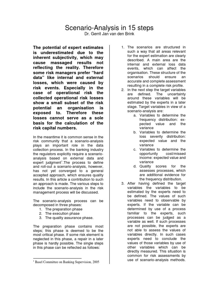 Scenario-Analysis in 15 Steps: Dr. Gerrit Jan Van Den Brink | Download ...