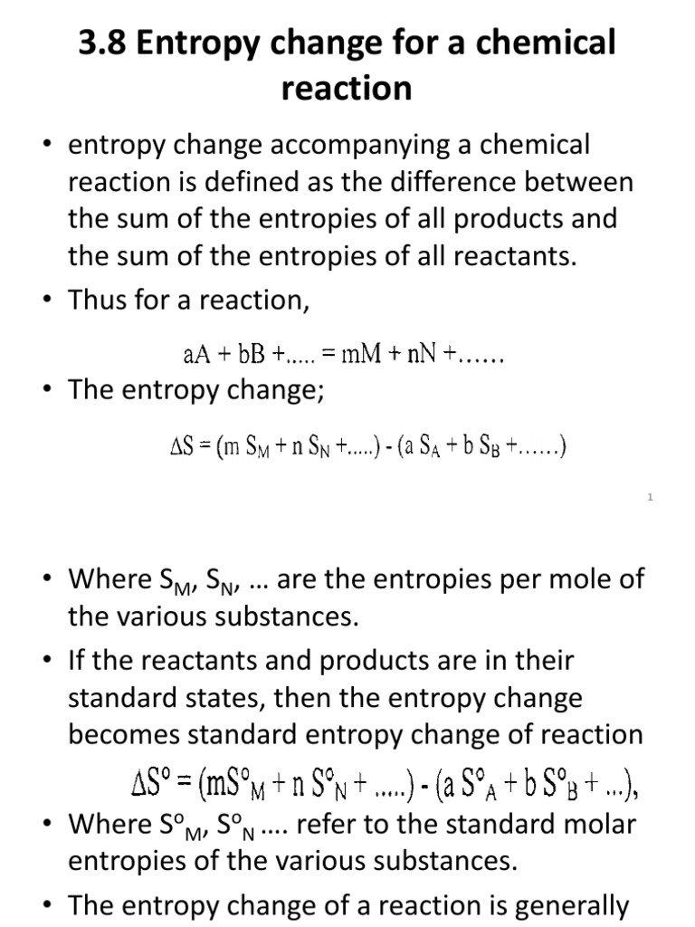 Entropy Change For Chemical Reaction | PDF | Entropy | Chemical Reactions
