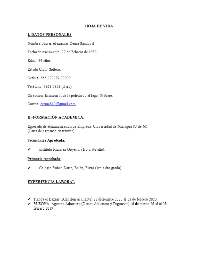 CURRICULUM VITAE Javier | PDF