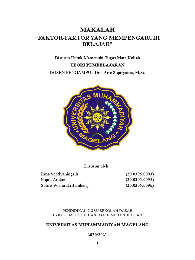 (TEORI PEMBELAJARAN Kel.10) Makalah Faktor | PDF