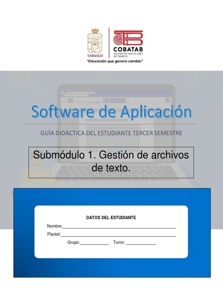 Submódulo 1. Gestión de Archivos de Texto.: Guía Didáctica Del Estudiante Tercer Semestre | PDF ...