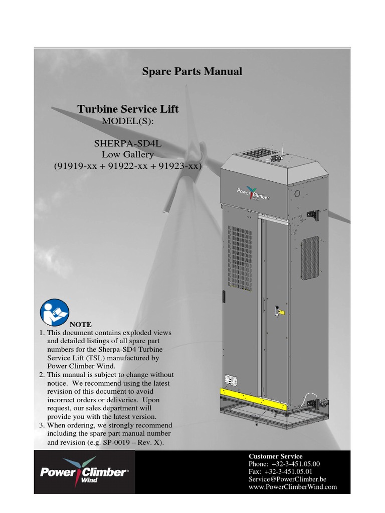 POWERCLIMBER - SPARE PART MANUAL, SHERPA-SD4L (VESTAS Low Gallery ...