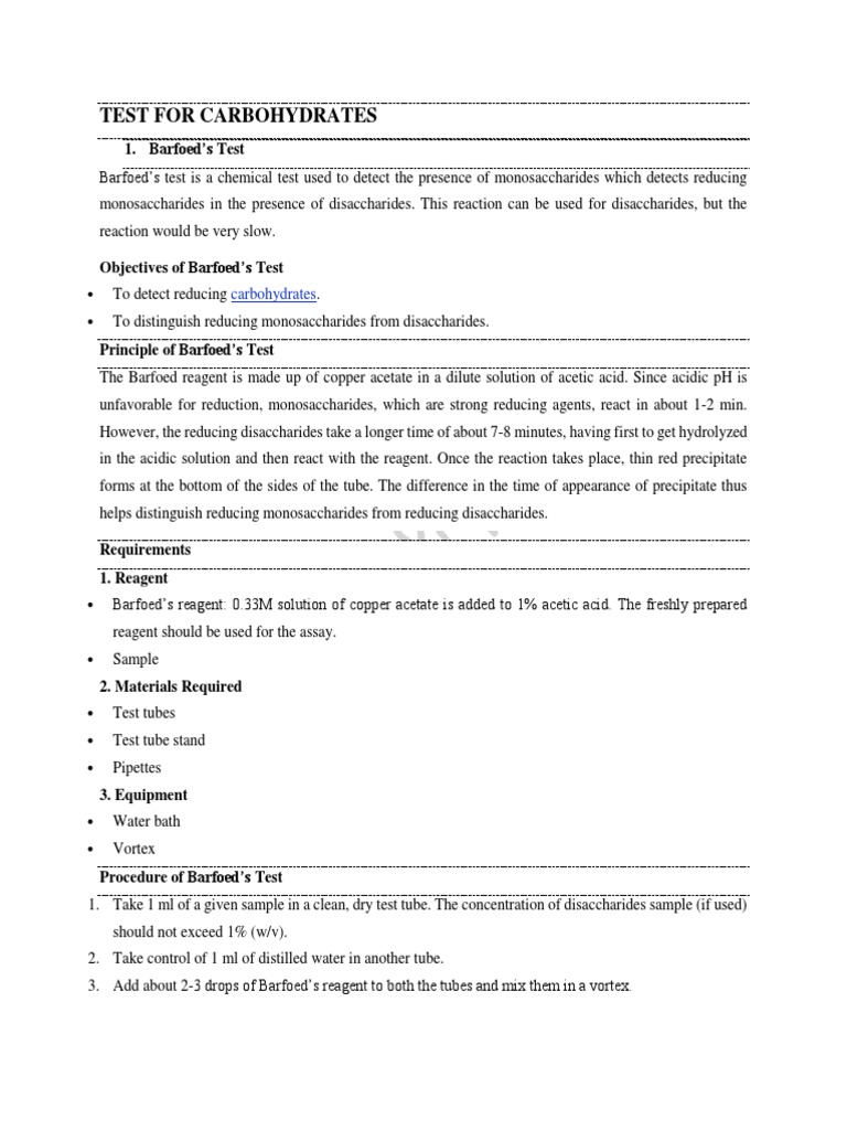 Carbohydrate Detection Tests | PDF | Carbohydrates | Atoms