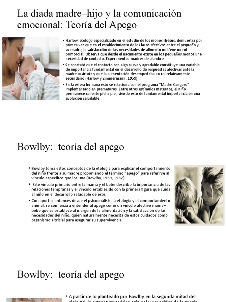 Teoria Del Apego. Bowlby y Ainsworth | Descargar gratis PDF | Teoría de apego | Sicología