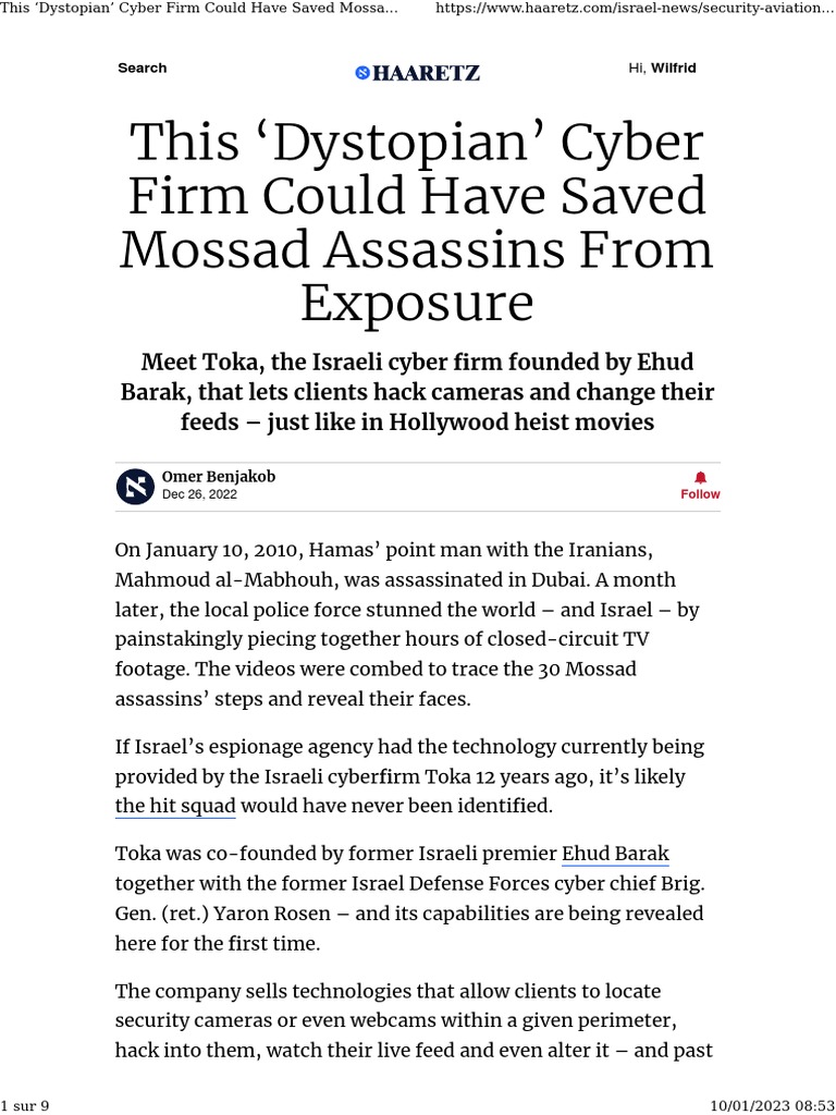 This Dystopian' Cyber Firm Could Have Saved Mossad Assassins From ...