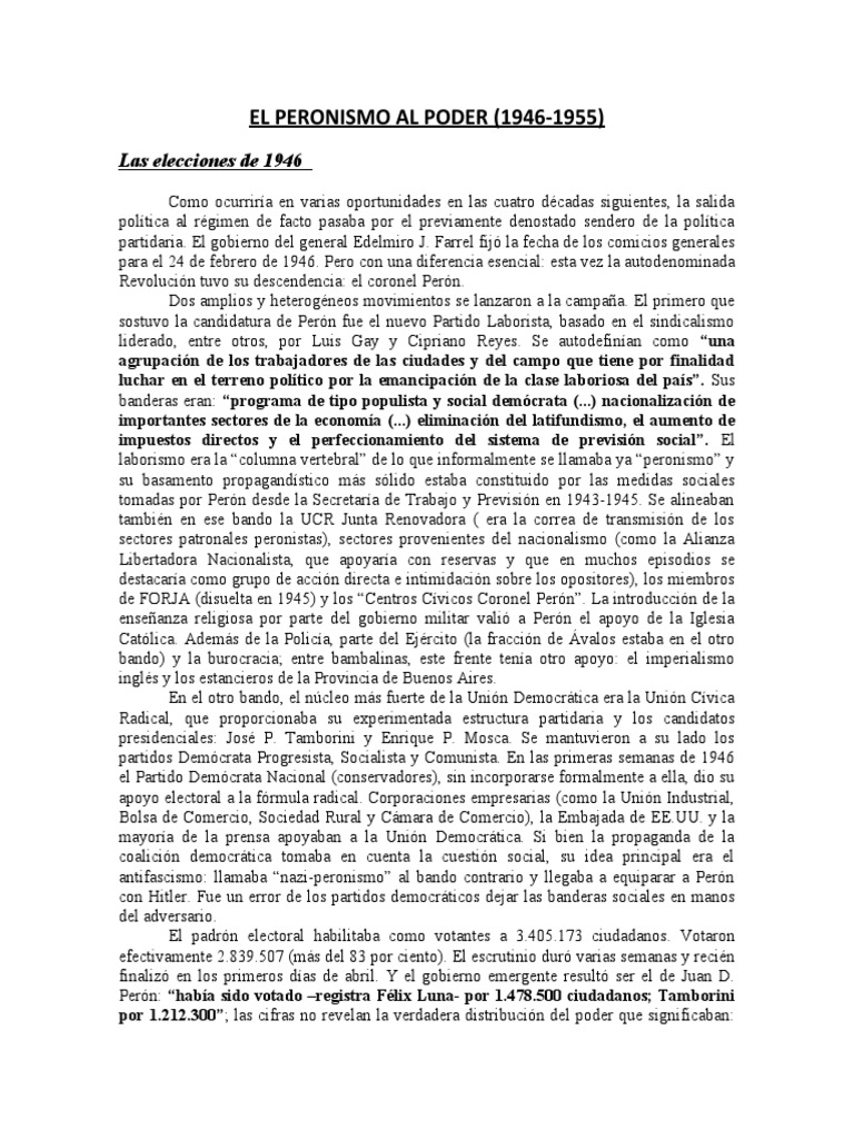 El Peronismo Al Poder | PDF | Argentina | Gobierno