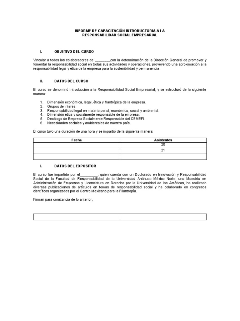 Informe de Capacitación | PDF