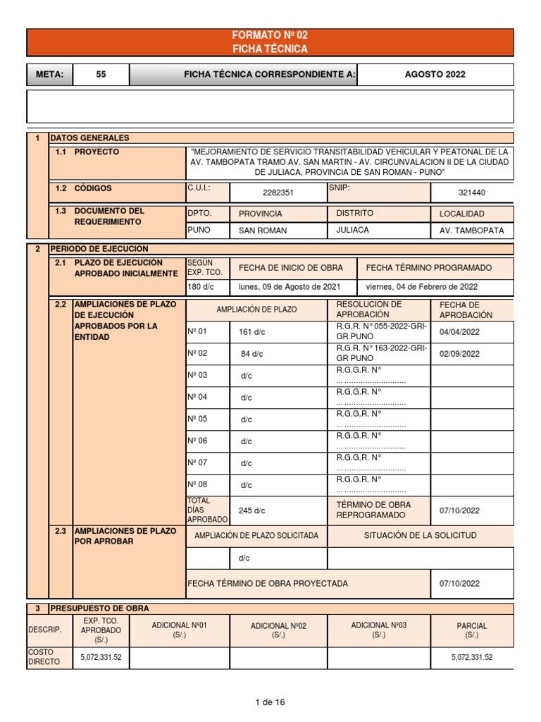 02 Ficha Técnica | PDF | Hormigón | Presupuesto