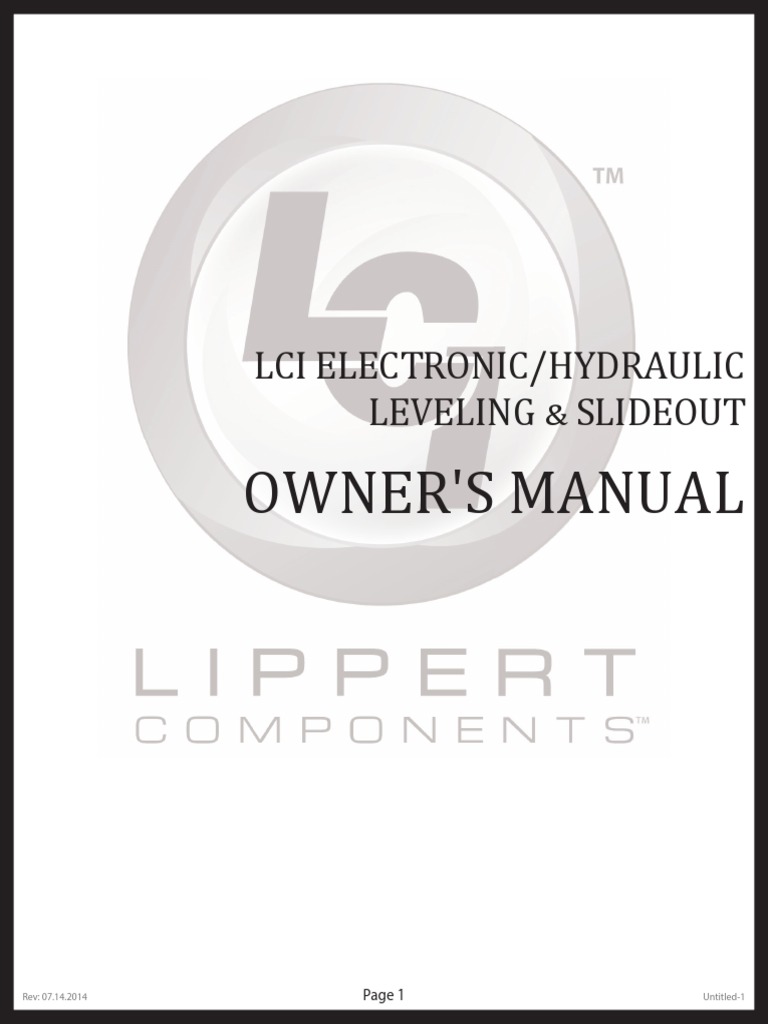 Lippert Electronic Slash Hydraulic Leveling Slideout Owners Manual ...