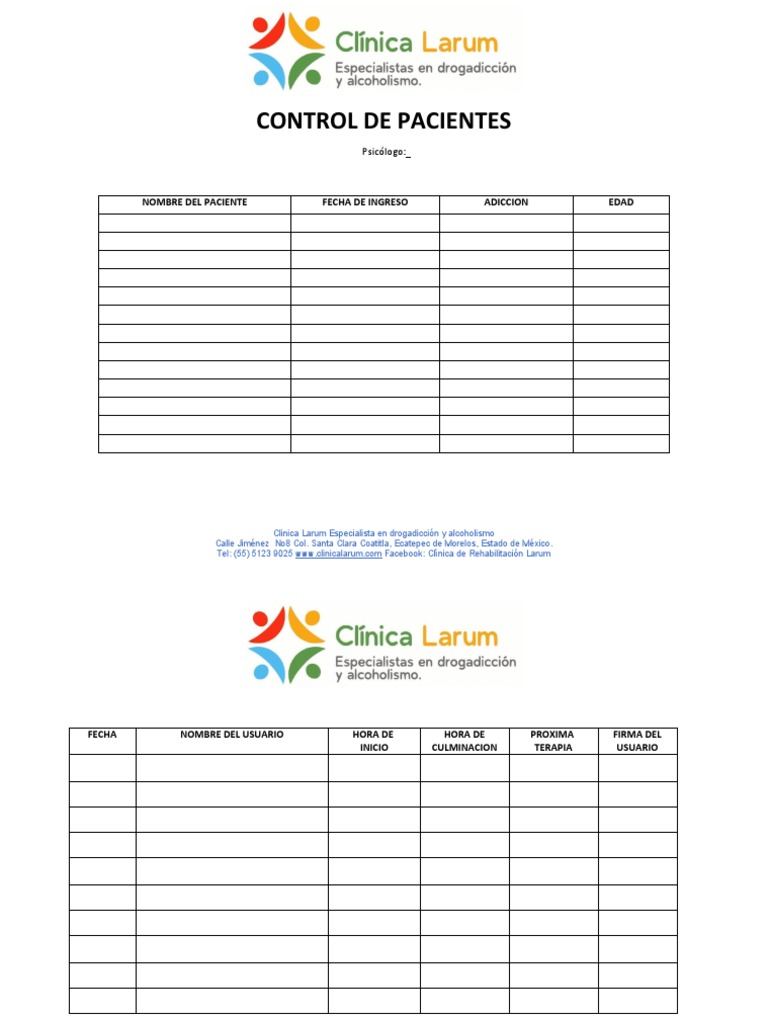 Formatos para Psicologos Pacientes | PDF