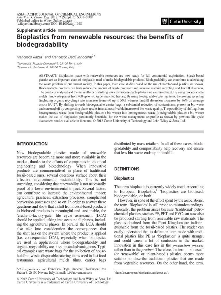 Benefits of Bioplastics' Biodegradability | PDF | Biodegradation ...