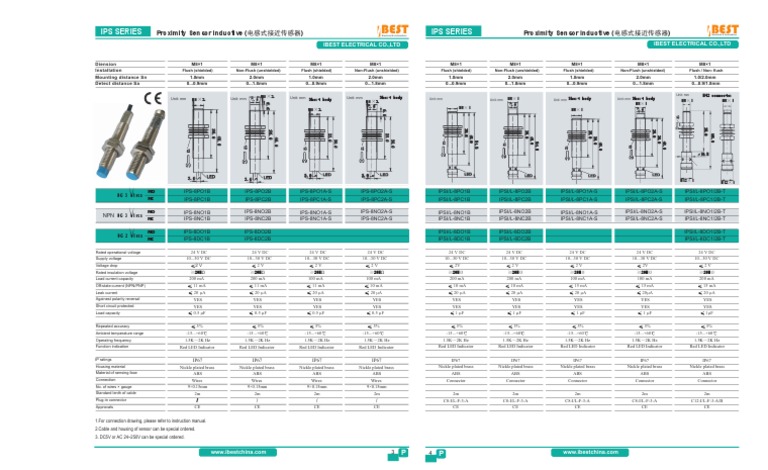 IPS Proximity Sensors Guide | PDF | Electrical Connector | Wire
