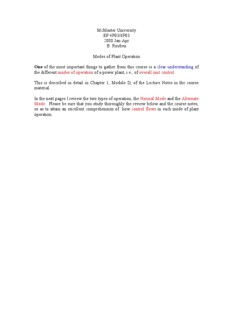 Power Plant Operation Modes Explained | PDF | Nuclear Reactor ...