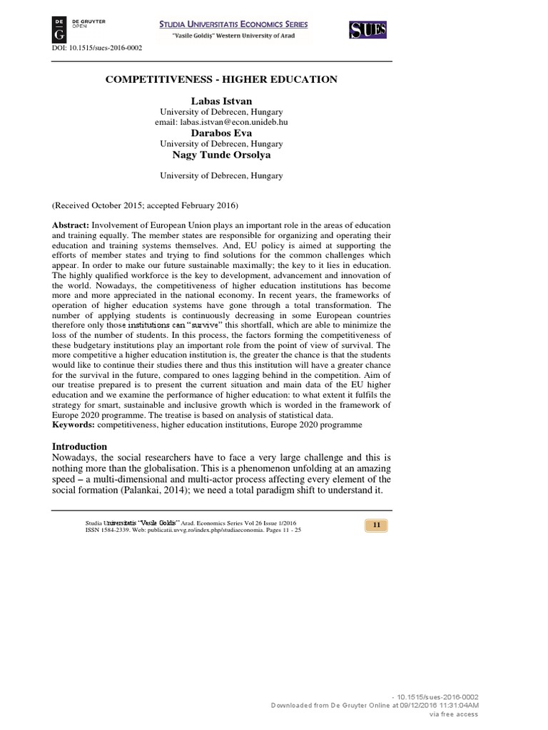 Competitiveness - Higher Education | PDF | European Union | Economics