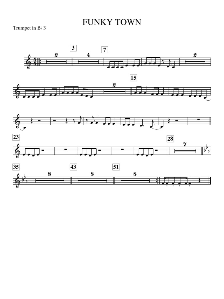 FUNKY TOWN - Trumpet in BB 3 | PDF