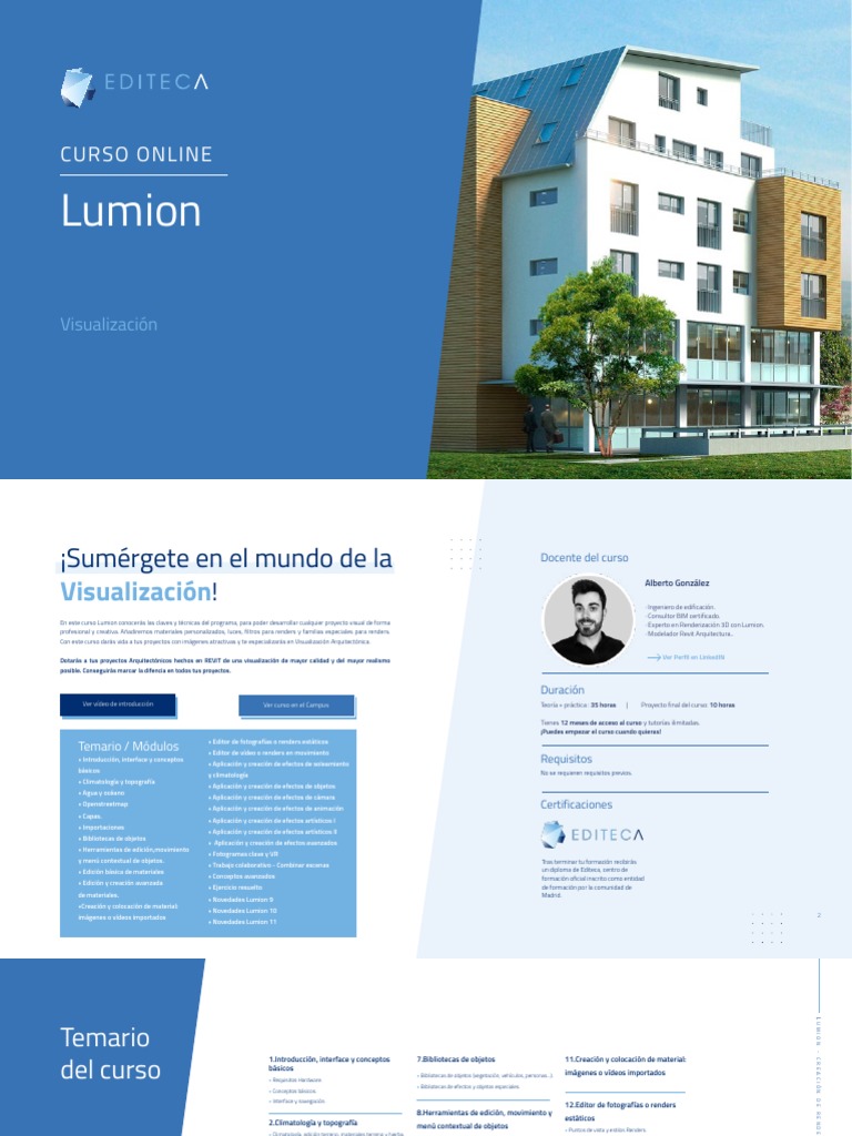 Temario Curso Lumion Editeca | PDF | Gráficos de computadora 3 D | Informática