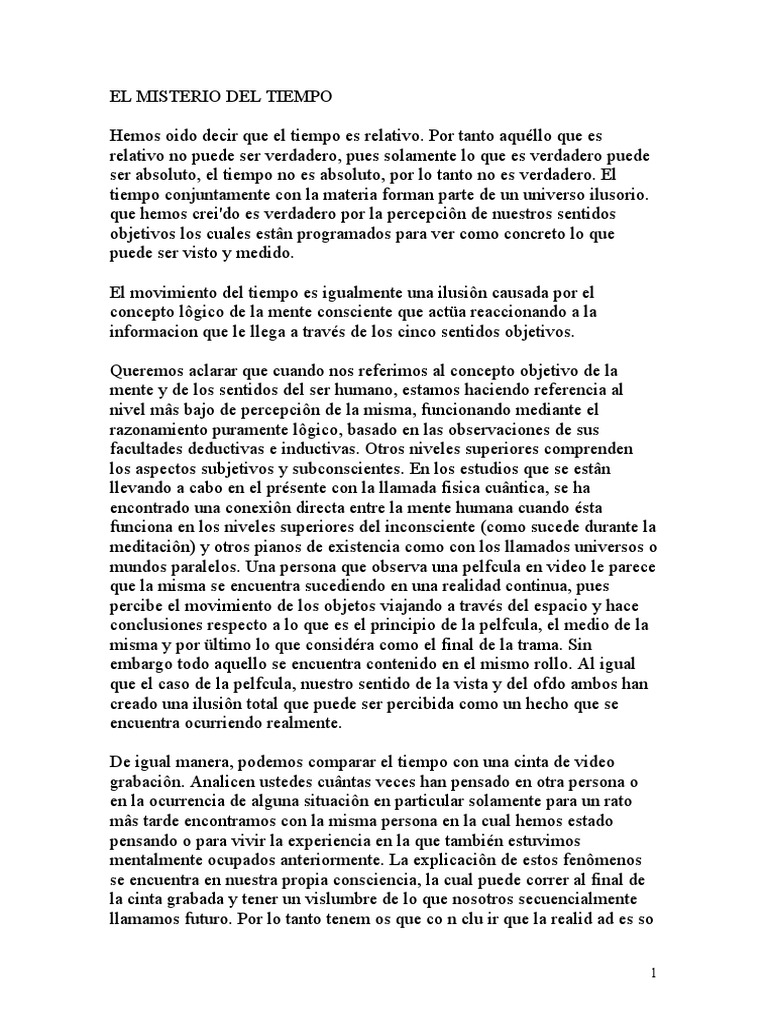 El Misterio Del Tiempo | PDF | Hora | Mente