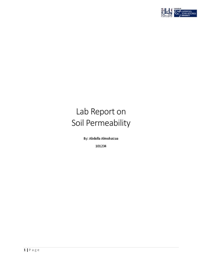 Soil Permeability Lab Report | PDF | Laboratories | Permeability (Earth ...