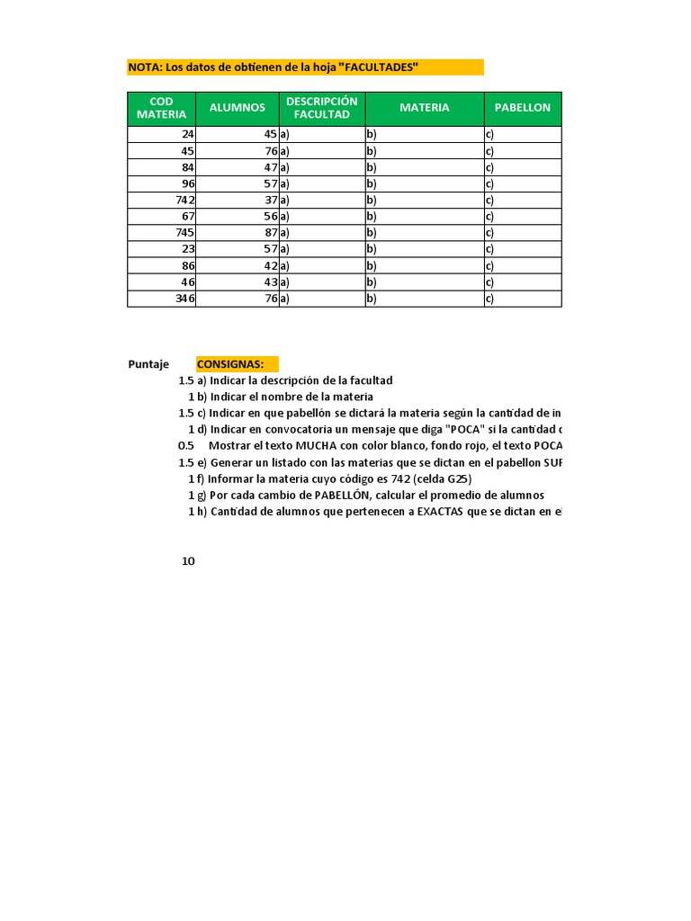 Modelo de Examen Unlam Compu 2 Excel | PDF