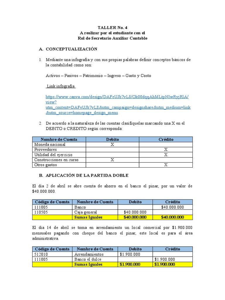 Desarrollo Taller | PDF | Contabilidad | Tarjeta de débito Desarrollo Taller | PDF | Contabilidad | Tarjeta de débito
