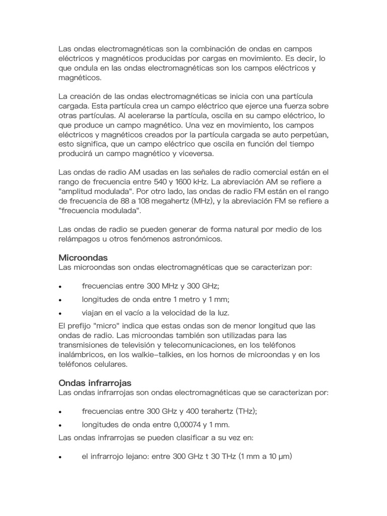 Tipos de Ondas Electromagnéticas | PDF | Onda de radio | Radio