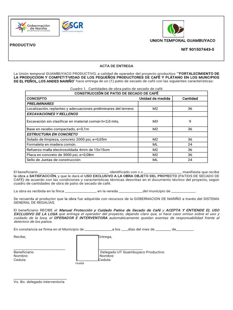 Acta de Entrega de Obra-2 | PDF