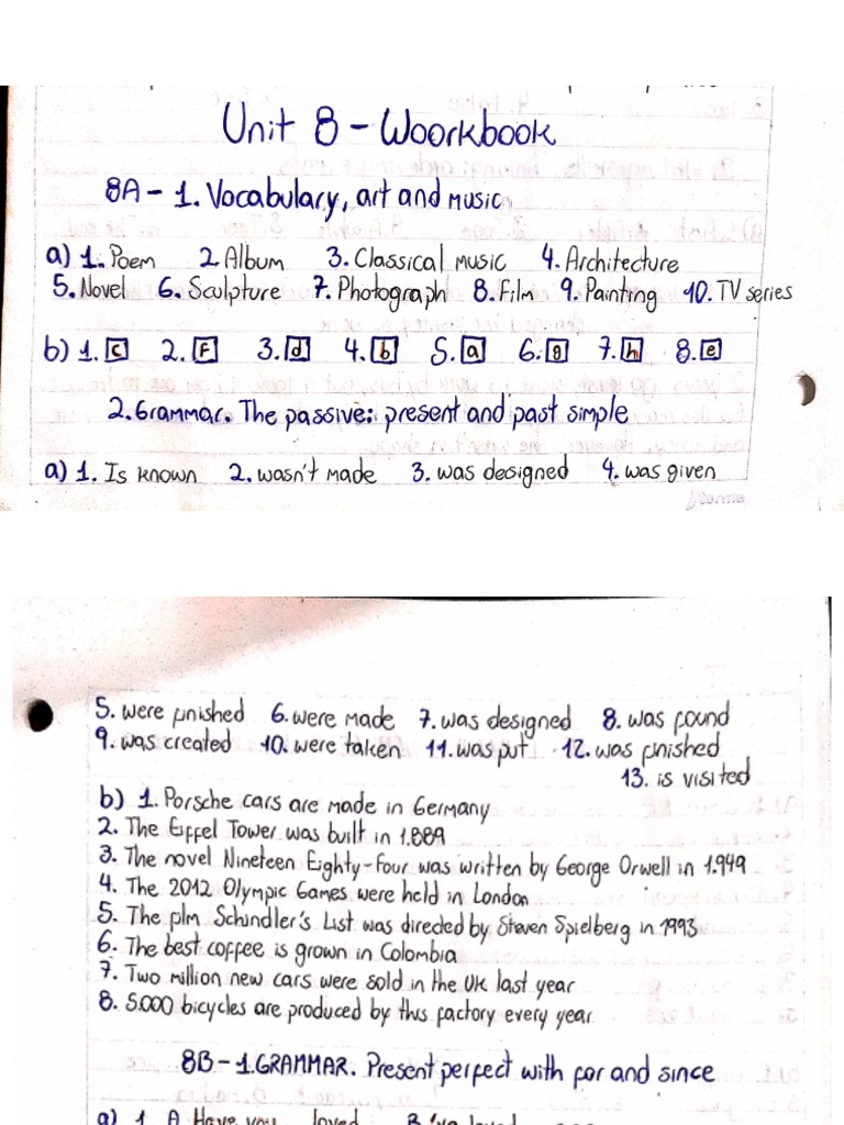 WoorkBook Unit 8 | PDF