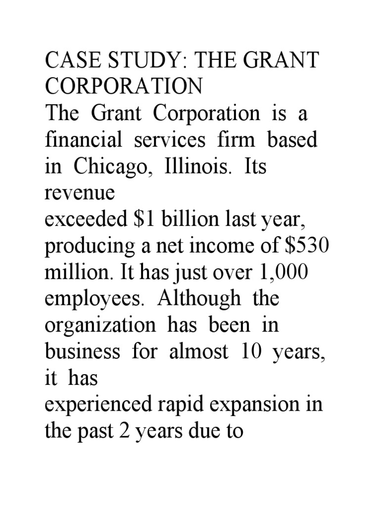 Case Study: The Grant Corporation | PDF | Human Resources | Payroll